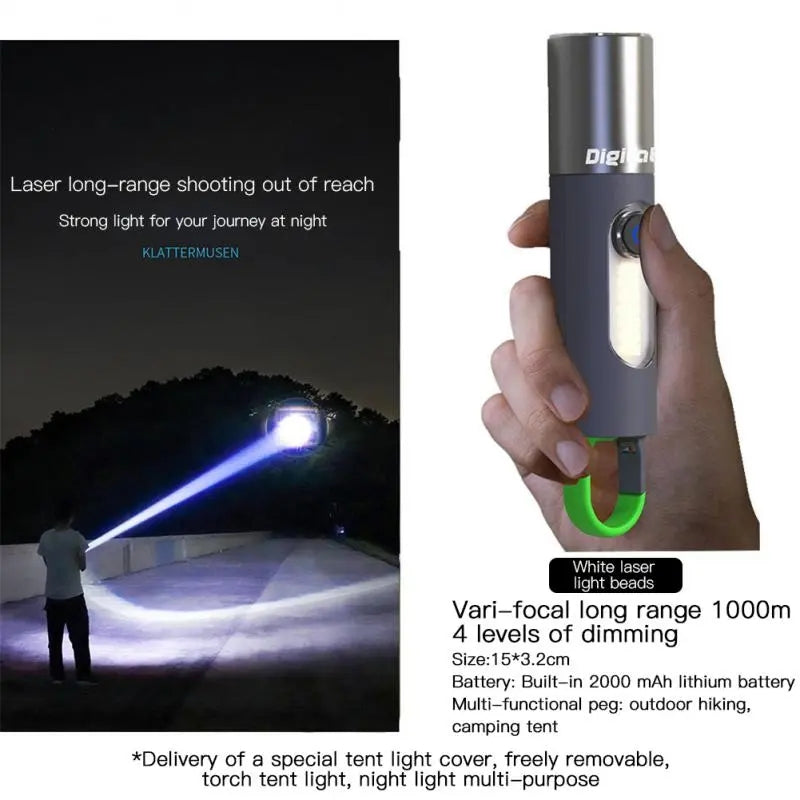 Digital Thunder XST-836 LED USB0 Flashlight Keychain Torch Mini Telesc ...